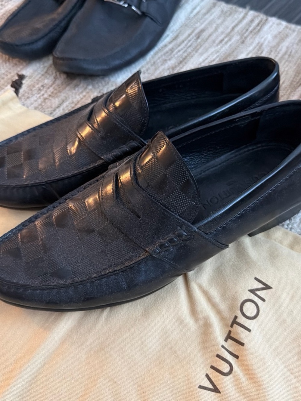 Louis Vuitton | Shoes | Louis Vuitton Black Mens Penny Loafers With ...